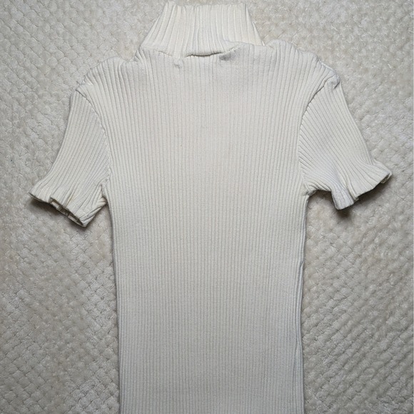 Express | Tops | Vintage Express Tricot Cream Ribbed Mock Neck Top Xs ...